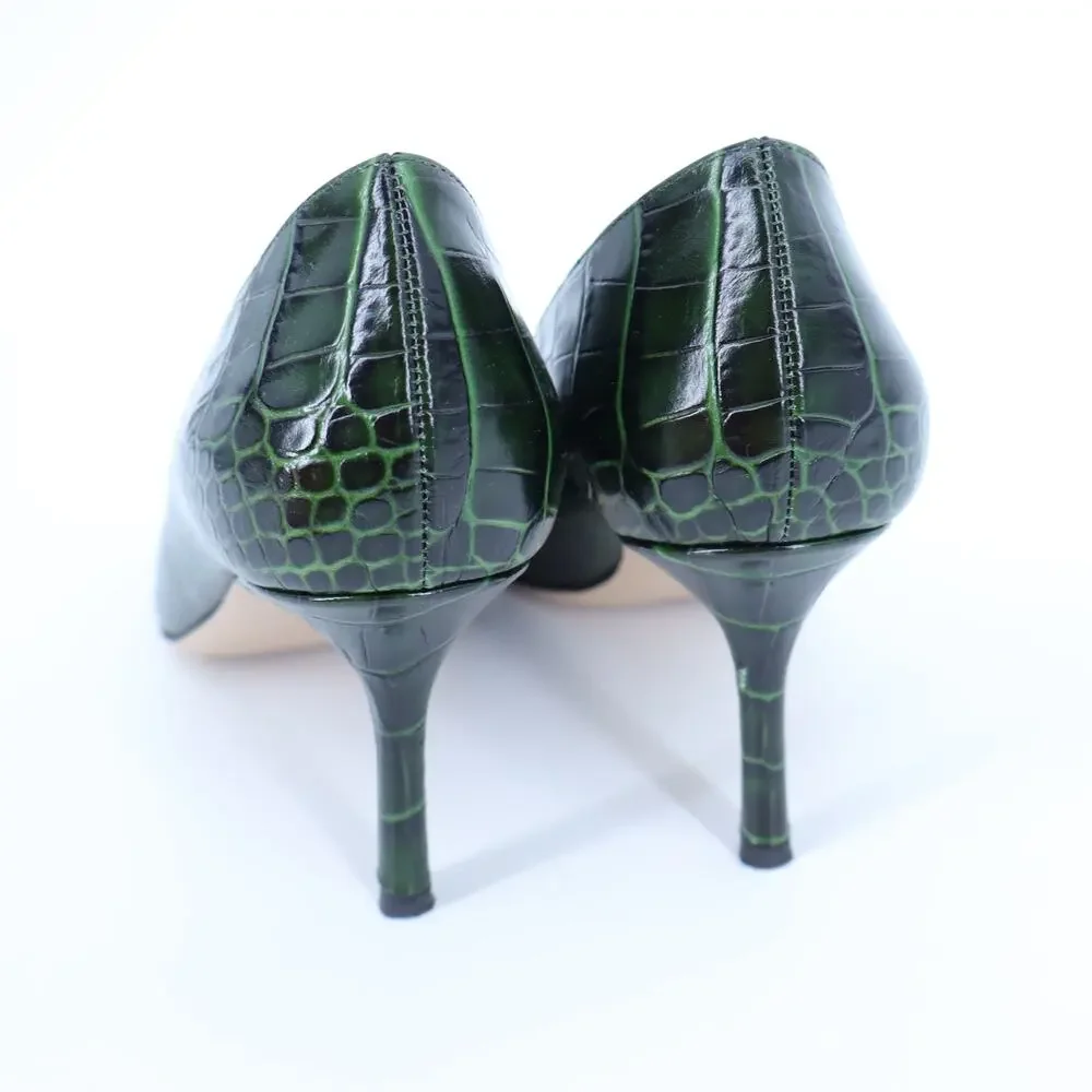 Marion Parke | Shoes | Marion Parke Classic Pump 85 Green Leather Croc ...